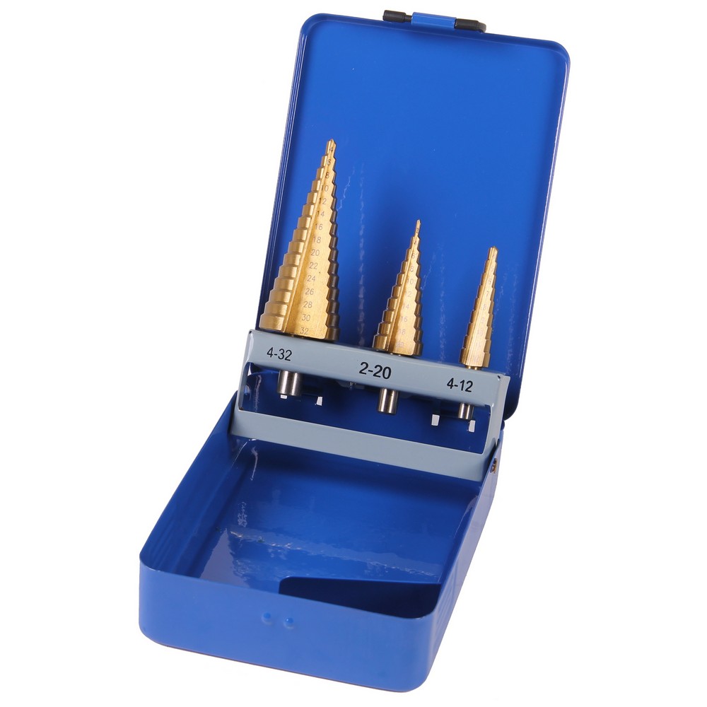 Step drill set HSS M2 titanium coated 3 pcs | Valkenpower